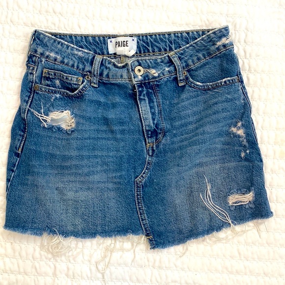 PAIGE | Skirts | Paige Distressed Denim Skirt | Poshmark